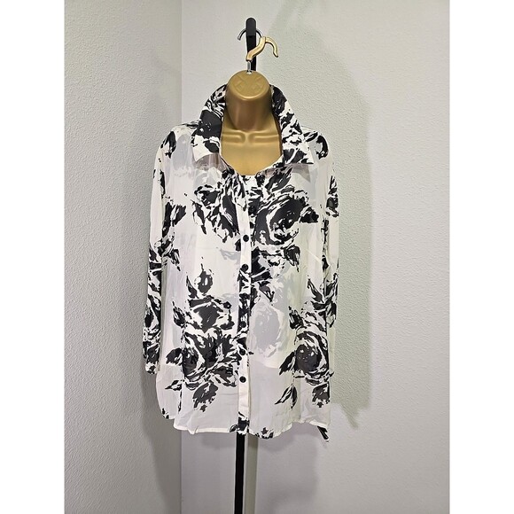 Perceptions | Tops | Perceptions Sheer Floral Blouse Set Womens Sz 8 ...